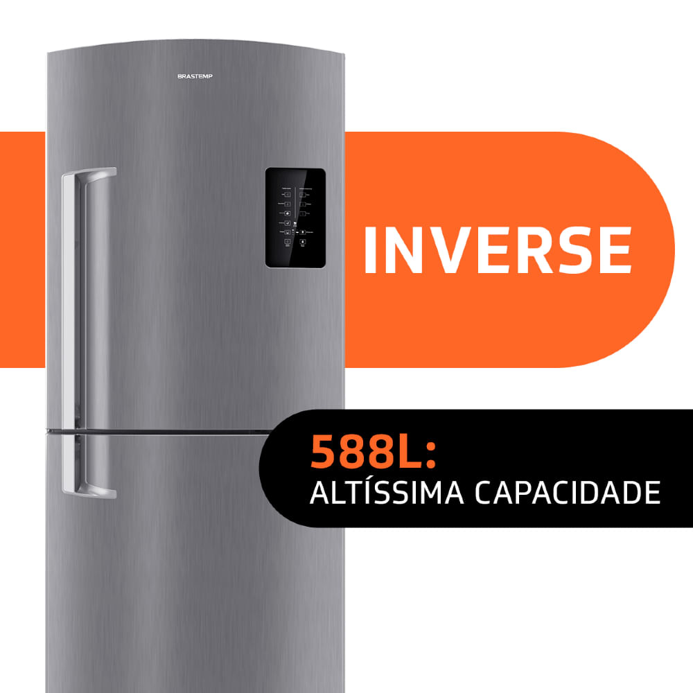 Geladeira Brastemp Frost Free Inverse 588 litros cor Inox com Smart Bar ...